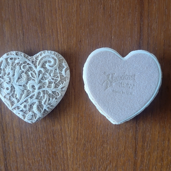 Handcast | Other | Vintage Heart Shaped Trinket Jewelry Box Lace ...
